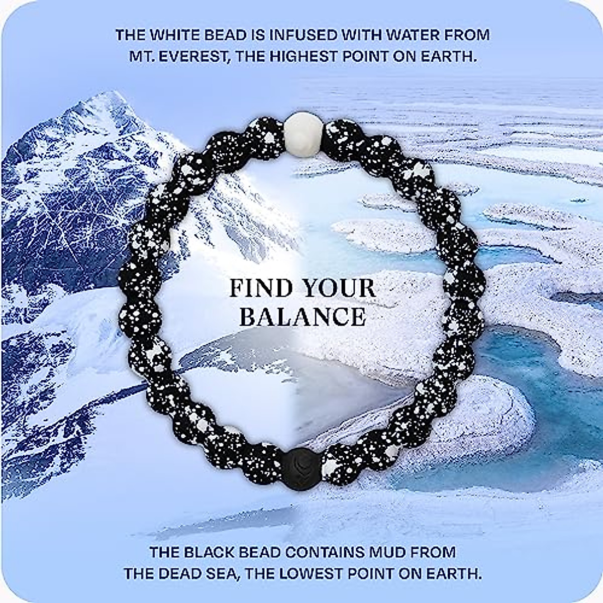 Lokai Silicone Beaded Bracelet for Women & Men, Black Splatter - Medium, 6.5 Inch Circumference - Silicone Jewelry Fashion Bracelet Slides On for Comfortable Fit