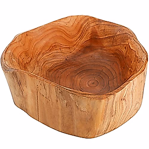 ZENFUN Wood Root Crafts Bowl, Natural Carved Wooden Bowl Fruit Salad Serving Bowl, Handmade Storage Bowl for Candy, Bread, Snacks, 7.8''-9.5'' Diameter