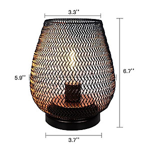 NEEDOMO Battery Operated Lamp LED Table Lamp, Set of 2 Metal Cage Cordless Lamps with Timer, Vintage Outdoor Lantern Lamp for Weddings Patio Shelf Living Room Indoors Outdoors Decor