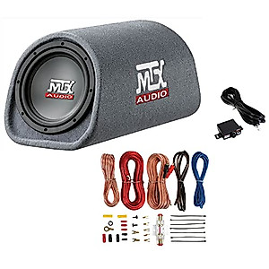 MTX AUDIO RT8PT 8" 240W Enclosure Amplified Vented Tube Box Car Loaded Subwoofer & Soundstorm AKS8 8 Gauge Car Amplifier Amp Complete Wiring Kit