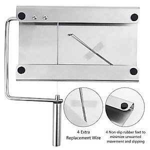 LinaLife Cheese Slicer Blade Wire Cutter Cake Board Butter Slicer Tool Stainless Steel Cheese Slicers for Block Cheese Heavy Duty, Stainless Steel Cheese Slicer with 5 Replacement Wires