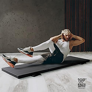 WF Athletic Supply Tri Fold Folding Exercise Mat with Carrying Handles, 1.5" Thick Foldable Gym Mat, Folding Foam Workout Mat for Gymnastics, Yoga, MMA, Core Workouts, Stretching, Pink