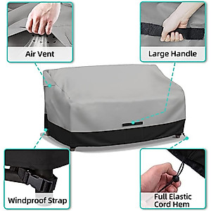 zenicham Fade and Tear Resistant Patio Loveseat Covers, Heavy-Duty Waterproof Outdoor Couch Cover, UV Resistant Outdoor Sofa Cover, Lawn Patio Outdoor Furniture Covers,Gray/Black 54Wx37Dx35H Inch