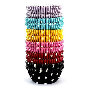 Mkustar 300 Count Mini Cupcake Liners Polka Dots Baking Paper Cups Rainbow