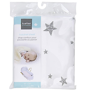 Kushies Bassinet Sheet Flannel Grey Scribble Stars (S335607)