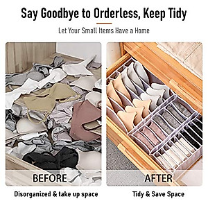 O'woda Underwear Organizer Drawer, 3 Packs Foldable Underwear Drawer Organiser Divider Storage Box Bin for Clothes, Underwear, Bras, Lingerie, Socks, White