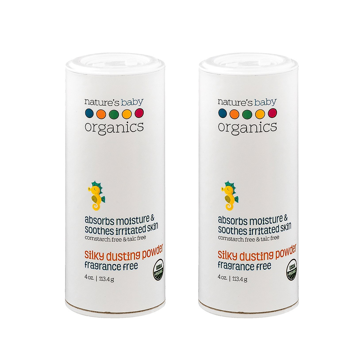 Nature's Baby Organic Silky Dusting Powder With Organic Aloe, Chamomile and Echinacea, Fragrance Free, 4 oz. (113.4 g) (Pack of 2)