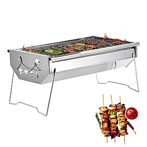 Zorestar Portable Folding Charcoal Grill, Premium Stainless Steel Outdoor BBQ for Camping, Picnics, Backyard Barbecues, Easy Setup, Storage, Ventilation Design, Sturdy & Compact for Travel