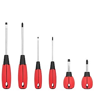 KURUI Magnetic Screwdriver Set, 6-Piece Screw Drivers Tool Set 3 Phillips and 3 Flat Head, Standard Screw Driver and Stubby Screwdriver Have Professional Cushion Grip