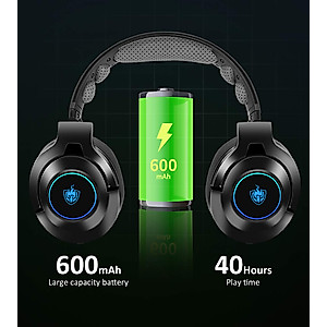 PHOINIKAS Xbox One Headset for PS5, PS4, PC, Q9 Wireless Gaming Headset with Stereo Sound, Over Ear Headphones with Detachable Noise Canceling Mic, Bluetooth Music Headset for Phone Laptop Mac (Blue)