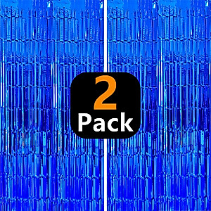 Black Tinsel Foil Fringe Curtain Party Backdrop Decorations for Graduation Birthday Bachelorette Wedding Engagement Bridal Baby Shower Celebration, Black Photo Booth Props -2 Packs (3.3 ft x 8.1 ft)