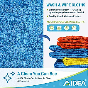 AIDEA Microfiber Cleaning Cloths-8PK, Cleaning Cloth Drying Towel, All-Purpose Softer Highly Absorbent, Lint Free, Streak Free Wash Cloth for House, Kitchen, Car, Window, Gifts-(12in.x 12in.)