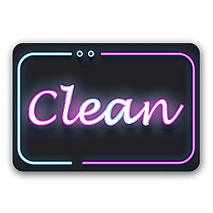 Kiterest Dishwasher Magnet Clean Dirty Sign Indicator- Double Sided with Bonus Magnetic Plate - Kitchen Dish Washer 3D Neon Light Clean Dirty Magnet for Dishwasher (neon)