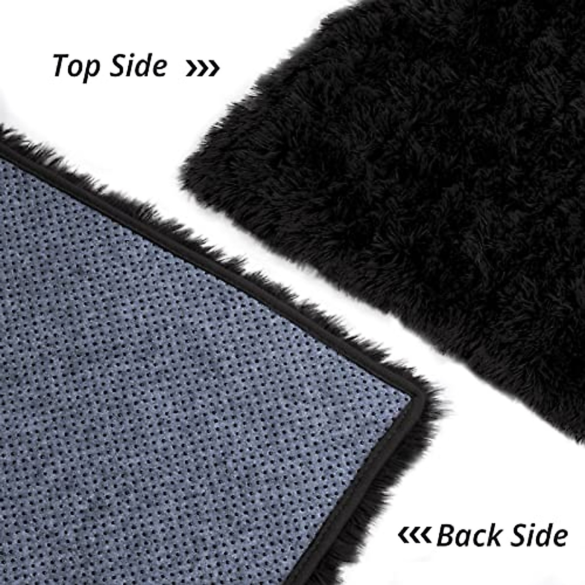 HOMBYS Shaggy Area Rug 8x10 Feet, Ultra Soft Large Plush Faux Fur Carpet, Non-Skid Bedroom Living Room Rug for Kids Playroom Home Decor, Black