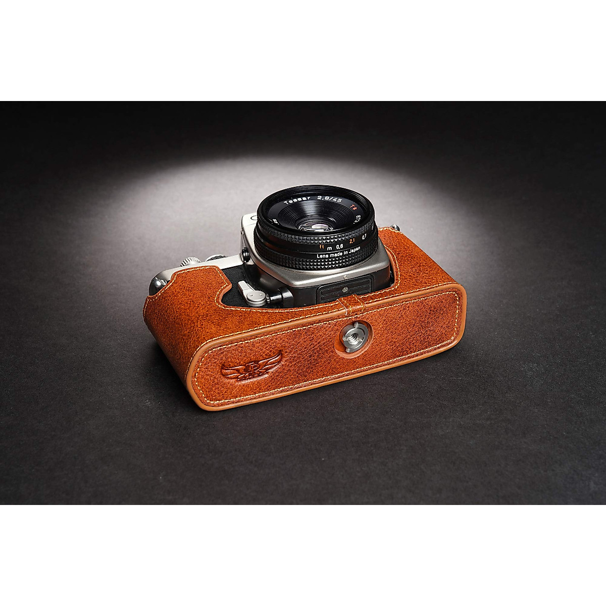 Contax S2 Case, BolinUS Handmade Genuine Real Leather Half Camera Case Bag Cover for Contax S2 Camera with Hand Strap (LavaBrown)