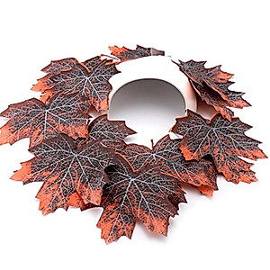 POPETPOP Leaf Litter for Reptiles-Artificial Autumn Maple Leaves Decorative Fiber Lifelike Leaf Reptile Supplies