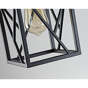 Modern Black Pendant Light with Metal Cage, One-Light Adjustable Rods Industrial Mini Pendant Lighting Fixture for Kitchen Island Cafe Bar Farmhouse, Black