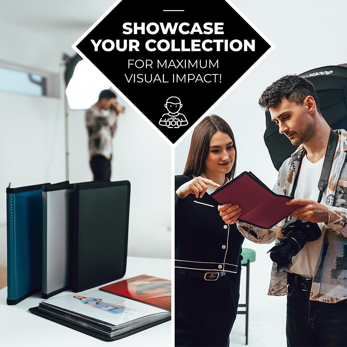 Dunwell Small Photo Albums 4x6 - (2 Pack, Black), Flexible Cover, Portfolio Binder with 24 Sleeves, Holds 48 6x4 Photos, Artwork or Postcards, Mini Picture Brag Books