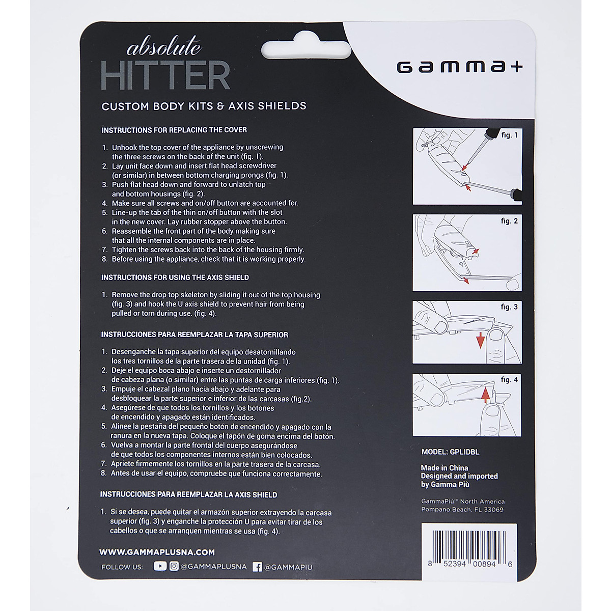 GAMMA+ Replacement Absolute Hitter Hair Trimmer Model Lids - Clear and Matte White