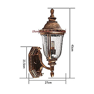 American Rustic Lantern Wall Light Retro Led Antique Fixture Oil Rubbed Bronze Finish Aluminum 45Cm Sconce with Cracked Glass Shade Vintage Lamp for Home Bedroom Garden Yard