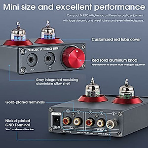 Douk Audio T4 PRO Vacuum Tube Phono Preamp, MM Turntable Preamplifier, GE5654 Hi-Fi Headphone Amp for Home Theater/Record Player/Stereo Amplifier/Active Speaker