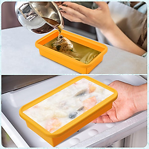 FoldTier 8 Pack 6 Cup Silicone Freezer Tray with Lid Large Silicone Molds for Food Storage Soup Freezer Containers Ice Cube Tray for Storing and Freezing Soup Leftovers Broth Sauce Ice