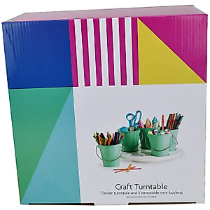 Craft Storage Turntable by Modern Retro - The Lazy Susan Art Craft Organizer Storage Bins - Organizers & Storage Containers for Crafts, Scissors, Kids Crayon Organizer Caddy! (Aqua)