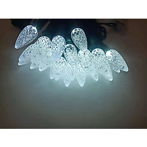 FY LTD Strawberry 18 ft 2pcs*LED50 Cool White Christmas Light String C6 Lighting Christmas Tree Decoration Court Garden Decoration Party Indoor and Outdoor Decoration (2, Cool White)