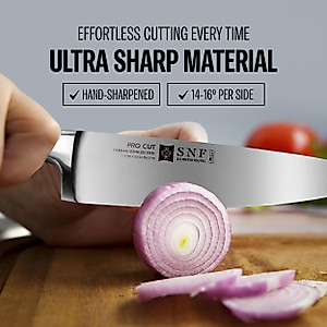 SNFSchneidteufel Pro Cut Forged 8 Inch Chef Knife - X50CrMoV15 Stainless Steel Chefs Knife with Black Ergonomic Handle - 8" inch Chef Knife - Ideal Kitchen Gadgets and Essentials