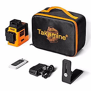 Takamine 12 Lines Laser Level Self Leveling 3x360° 3D Green Cross Line for Construction/Picture Hanging, Remote Controller, Rechargeable Li-ion battery, Magnetic Stand and portable bag