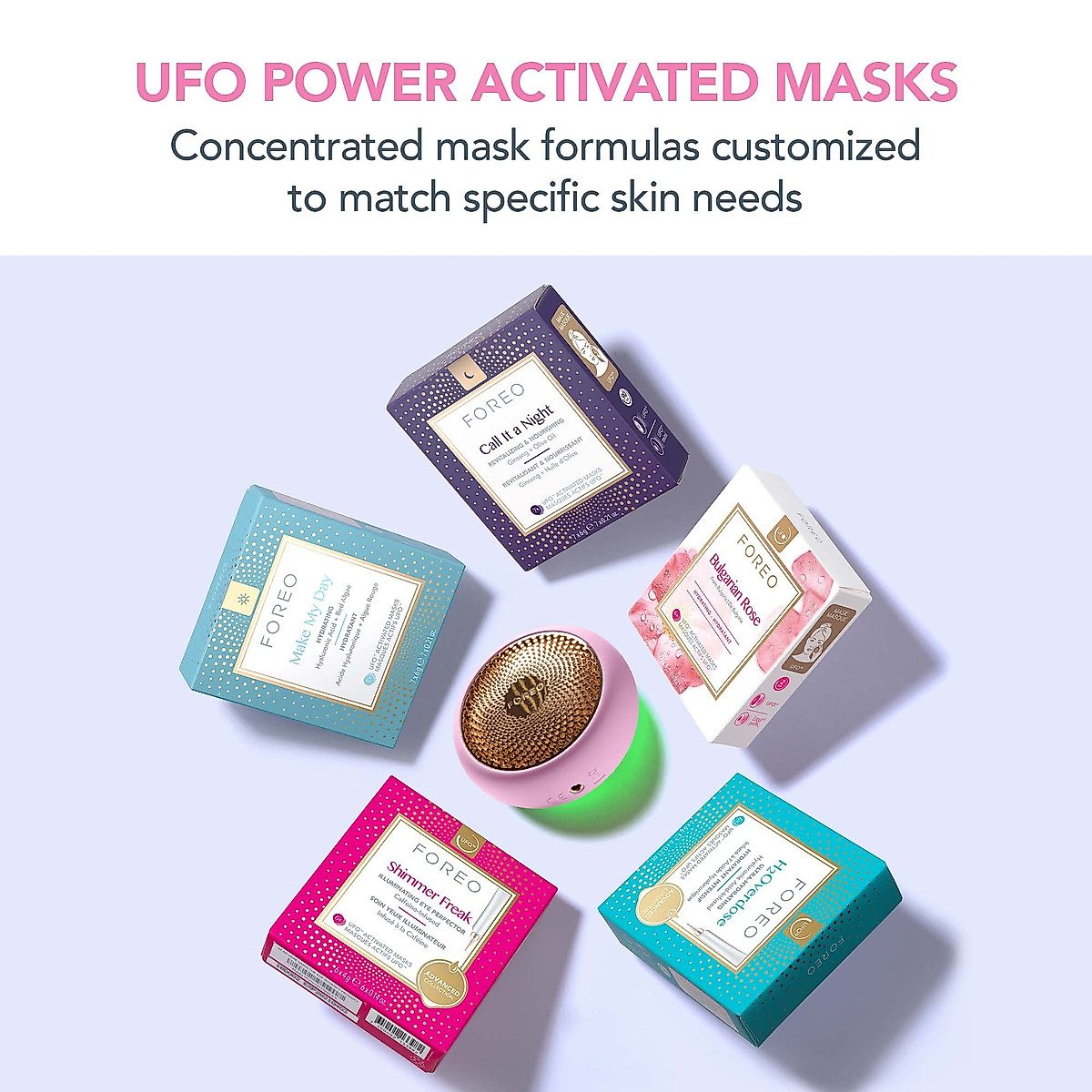 FOREO UFO Face Mask Treatment, Full LED Spectrum & Red Light Therapy For Face, Warming, Face Moisturizer, Dark Spot & Acne Scar Treatment For Face, Anti Aging, Nourishing, Pearl Pink