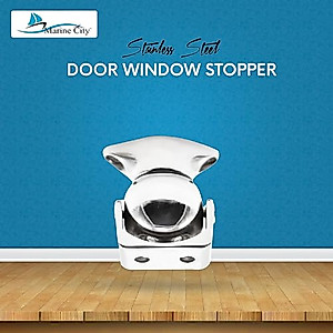 MARINE CITY 316 Stainless Steel Gloss Finish Strong Magnetic Modern Ball Door Window Stopper Soft Catch Holder Set for Boats Marine Bedroom Door Family Hardware (1 Pc)