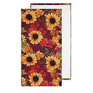 VKPSCHJ Spring Red Sunflowers Kitchen Hand Towels Set of 2 Seasonal Vintage Floral Bath Towel Face Towel Washcloth for Guest Home Seasonal Bathroom Decor Absorbent Soft