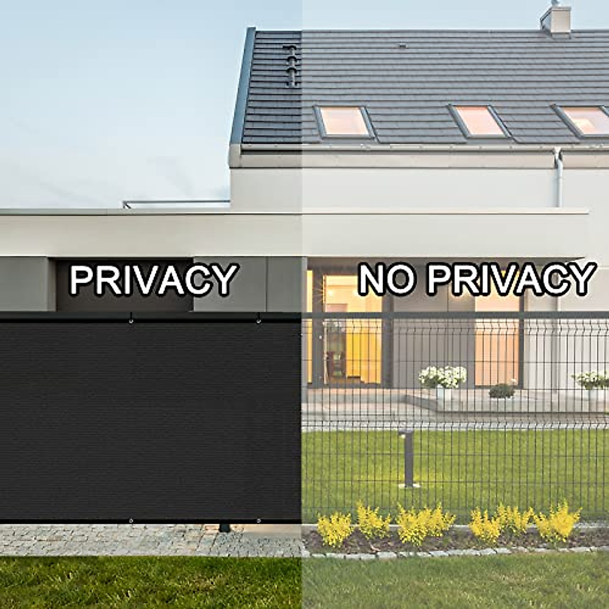 SUNNY GUARD Privacy Screen Fence 30' x 25' Black Heavy Duty Dustproof Denoise Fencing Mesh Fabric Shade Net Cover for Outdoor Wall Garden Yard Pool Deck(We Make Custom Size)