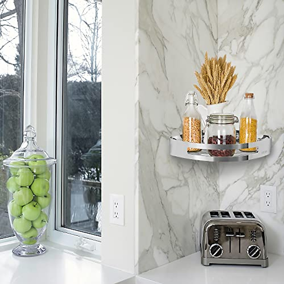 Gueryee 4Pcs Shower Caddy Adhesive Replacement, Screw Free Sticker for Shower Caddy Corner Shlef, Shower Adhesive Hooks with Strong Sticky, Seamless Screws for Shower Rack Basket Heavy Duty.