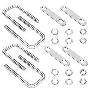 4Pack Square U-Bolts 2-1/16" W x 4-3/4" L, 304 Stainless Steel U Bolts M12 with Washers & Nuts for Replacement Parts and Accessories for Ski Boat, Fishing Boat or Sailboat Trailer