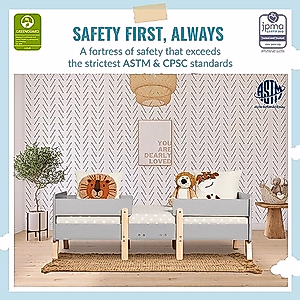 Dream On Me JPMA & Greenguard Gold Certified Osko Convertible Toddler Bed Made with Sustainable New Zealand Pinewood in Grey, Non-Toxic Finish