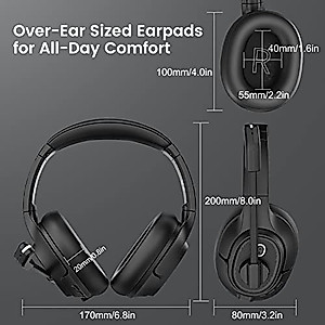 EKSA Bluetooth Headsets with Microphone & USB Dongle, 30 Hours Talk Time & 33ft Range, AI Environmental Noise Cancelling Mic, Over-Ear Wireless Headphone for PC/Laptop/Computer/Home/Work/Office/Zoom