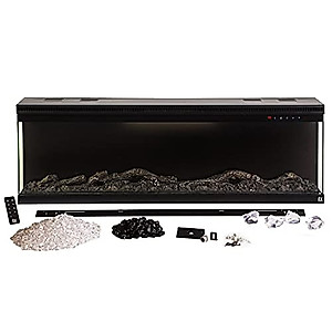 Touchstone Sideline Infinity 3-Sided Smart 50-inch WiFi-Enabled Electric Fireplace - 80045 - Built-in - 60 Color Combinations - 1500/750 Watt Heater (68-88°F Thermostat) - Black - Log & Crystals