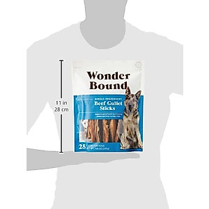Amazon Brand - Wonder Bound Beef Gullet Sticks Dog Treats, 5-6 Inch, Pack of 25, Highly Digestible, Minimally Processed, 7.05 Ounce, 25 Count (Pack of 1)