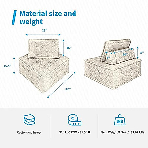 Mjkone Modular Sofa Single Free Combination Armless Floor Sofa Chair Comfy Floor Couch with Removable Back Cushion Variable Sectional Sofa Couches for Living Room Apartment Office Small Space, Beige