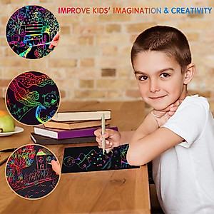 Nobranded Scratch Art Paper Set for Kids, 88 Pcs Rainbow Magic Scratch Off Paper of Various Shapes Suitable for Kids Crafts Arts Supplies Kits, Fantastic Christmas Birthday Party Favor Gift
