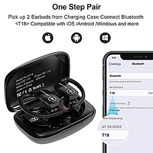 Wireless Earbuds, DIGITNOW Bluetooth 5.0 Headphones 48Hrs Play Back Touch Control with LED Display Charging Case Waterproof Stereo Earphones in-Ear Built-in Mic Headset Deep Bass for Sport Workout