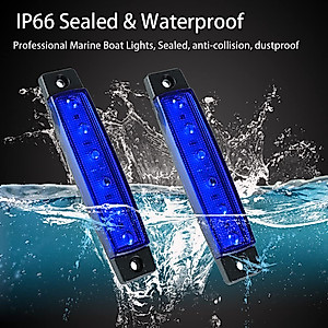 WIMACT LED Boat Interior Lights Marine Boat Lights Courtesy Light Strip Deck Transom Cockpit Navigation Lighting Waterproof 12V for Pontoon Sailboat Kayak (6Pcs) (Blue)