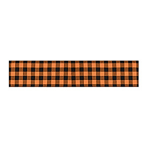 Tosewever Halloween Buffalo Check Plaid Table Runner, Cotton Polyester Blend Classic Family Dinner Table Runners for Indoor Outdoor Parties Events Home Decoration (Orange and Black, 14 x 72 Inch)
