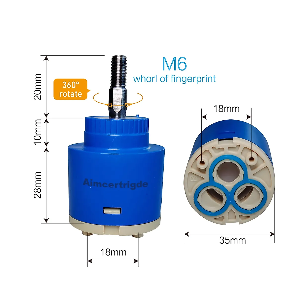 35mm Ceramic Faucet Cartridge Replacement, 35mm Faucet Cartridge Replacement for Single Handle Kitchen Basin Shower Faucets, Ceramic Faucet Valve