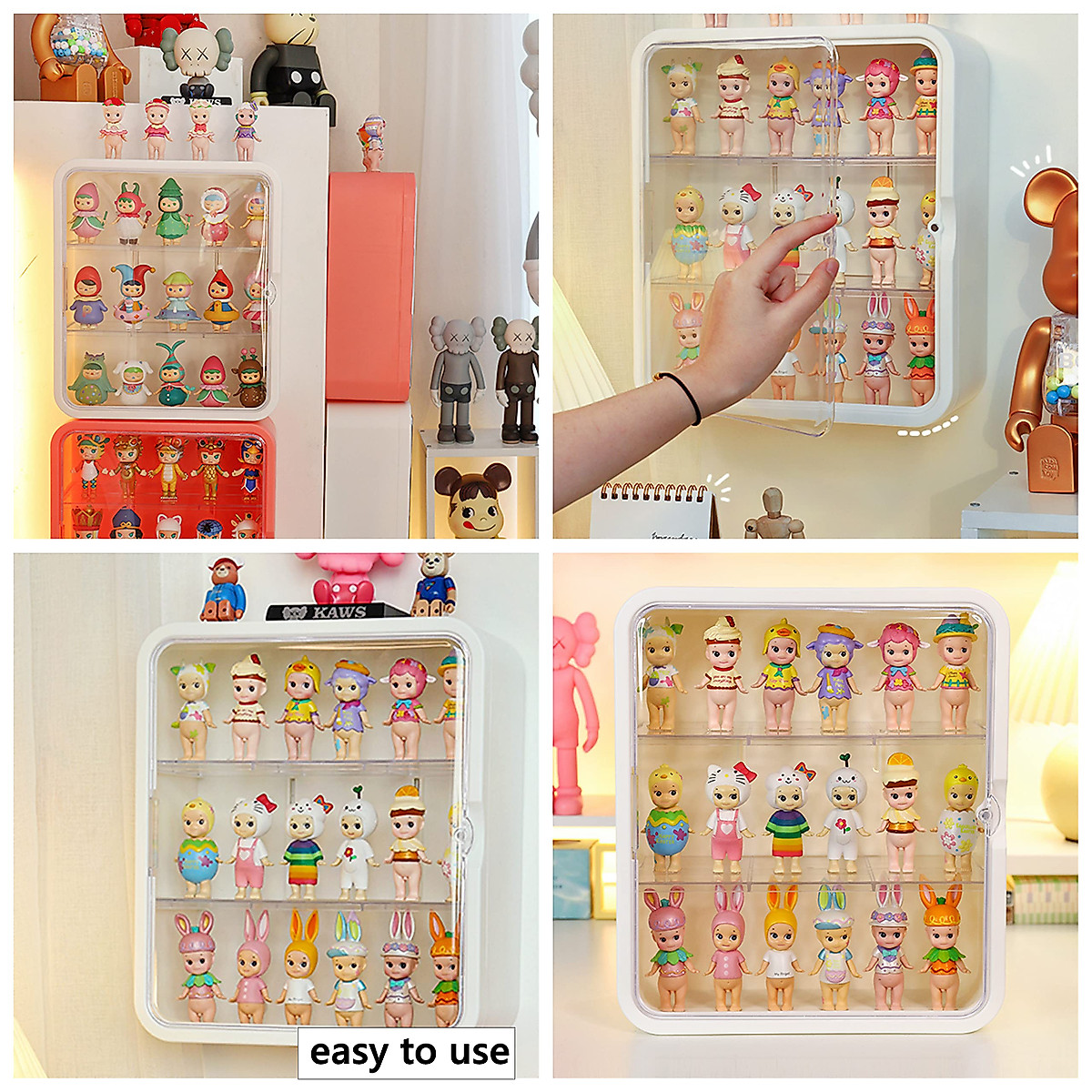 PACMAXI Acrylic Display Case for Mini Funko Pop Figures, Display Cabinet for Mini Funko Pop Figures, Clear Storage Box Cabinet Organizer for Mini Toys, Collections and Stone Rock (Wall Mounted)