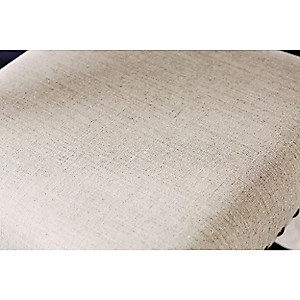 Classic Set of 2pc Counter Height Dining Chairs Ivory Fabric Padded Linen Chairs Upholstered Cushion High Chairs Nailhead Trim Kitchen Dining Room Solid Wood Brown Cherry