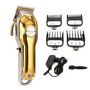 KEMEI Mens Clipper Cordless Hair Clippers, Razor Electric Professional Beard Trimmer Grooming Shaving Machine Self Hair Cutting Haircut Trimmers Cutter，Gold