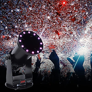 LED Professional Confetti Launcher Cannon Machine, Confetti Blower Machine Confetti Cannon 12X3W RGB 3 in 1 DMX/Remote Control for Weddding Disco Show Club Stage Party
